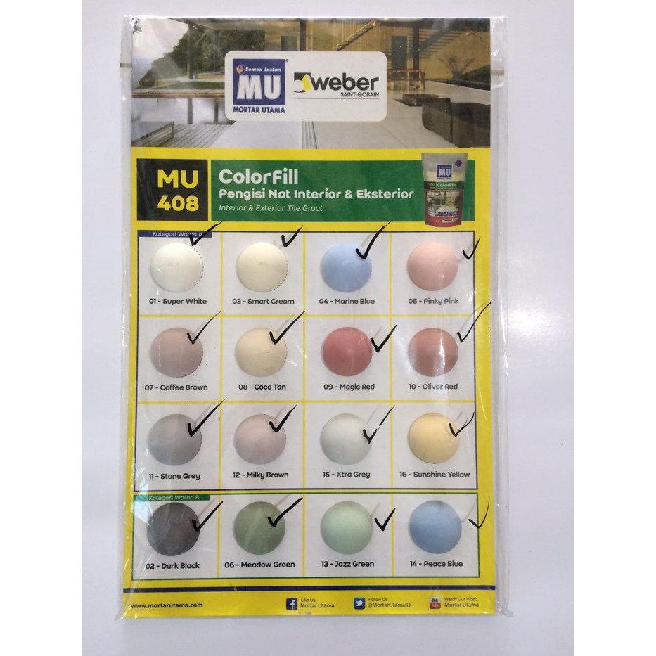 Jual SEMEN WARNA NAT LANTAI KAMAR MANDI DLL MU COLORFILL KEMASAN 1KG ...