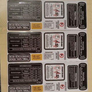 Jual STICKER PERHATIAN HONDA stiker honda set sticker perhatian ...