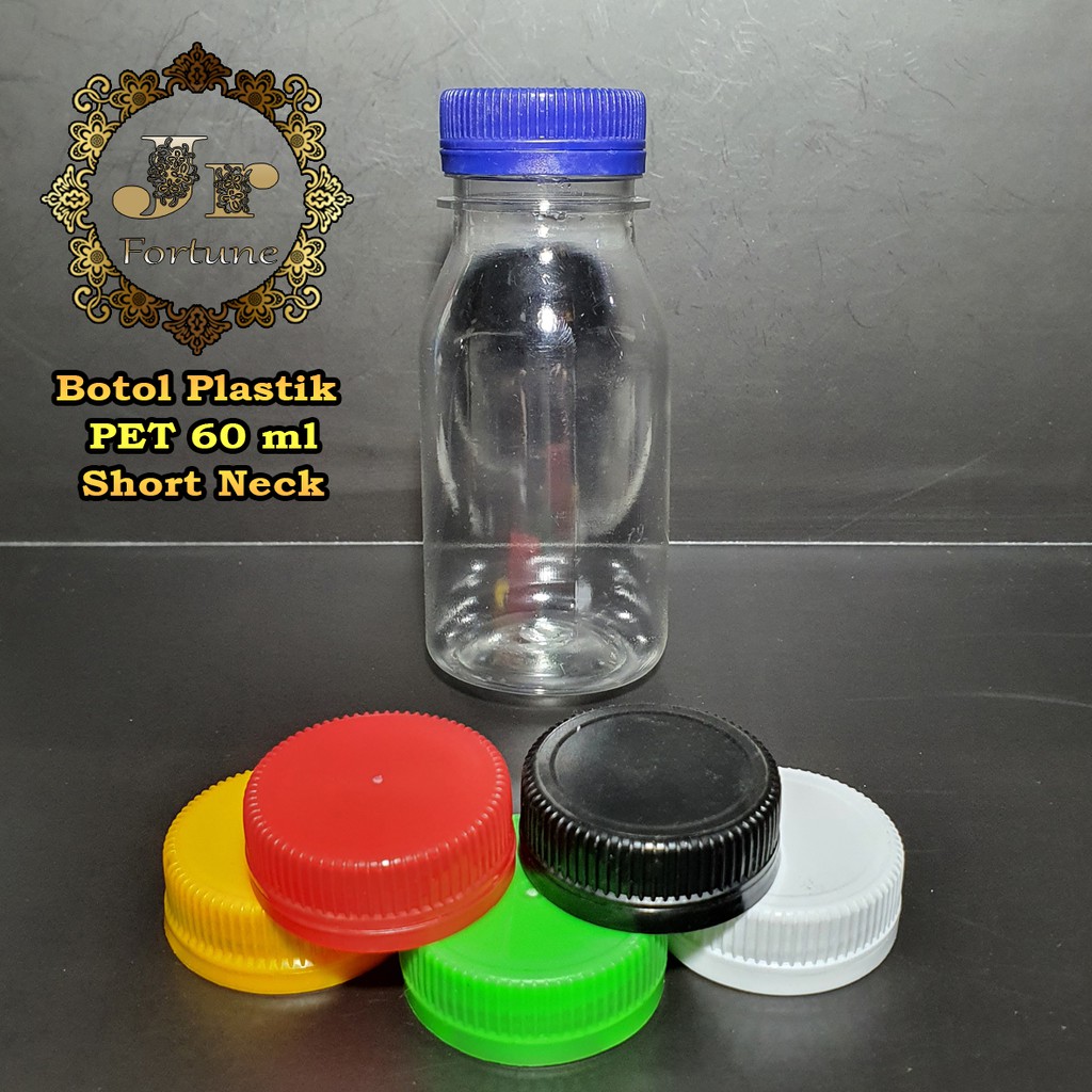 Jual BOTOL PLASTIK PET 60 ML TUTUP SHORT NECK MINIMAL 100 PCS | Shopee ...