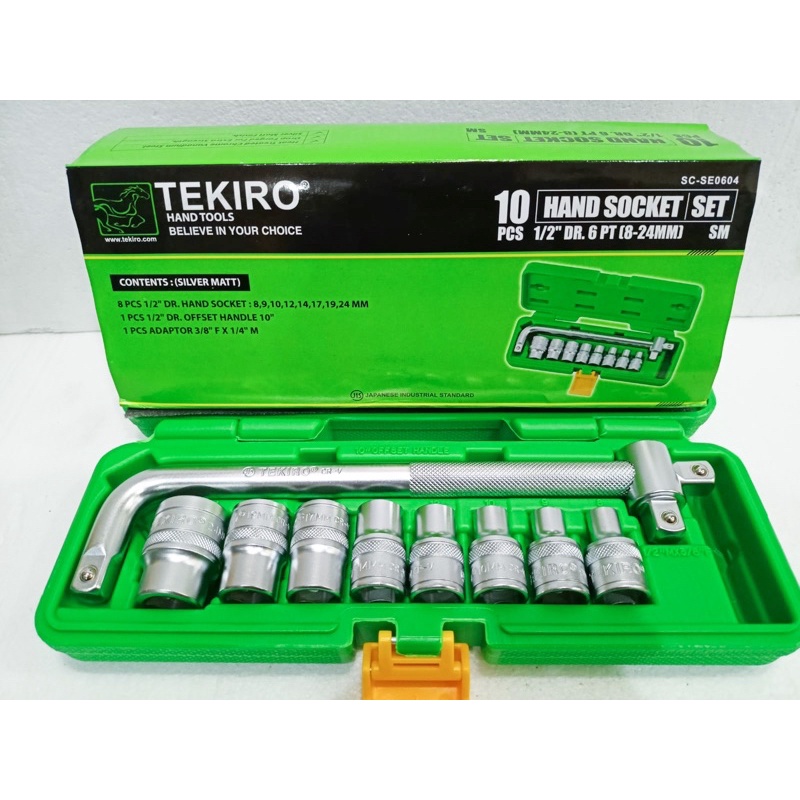 Jual Kunci Sok Set TEKIRO 1/2 inch SET 6PT (8-24mm) - 10pcs (SE - 0604) | Shopee Indonesia
