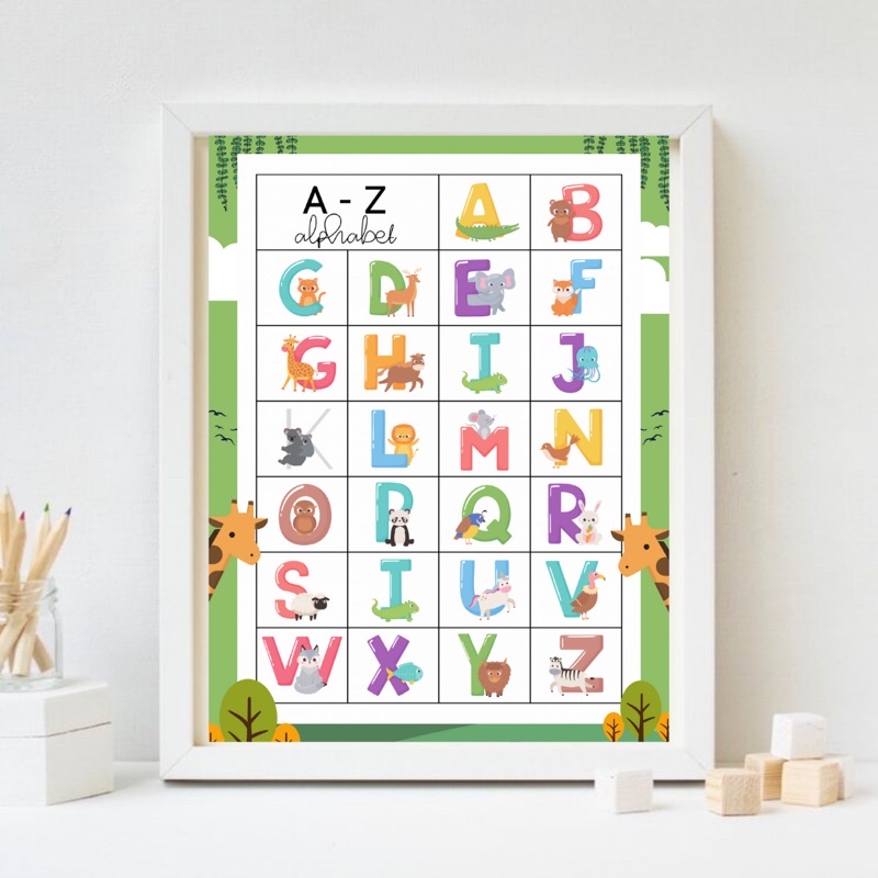 Jual Poster Edukasi Anak Estetik Huruf Alfabet | Shopee Indonesia