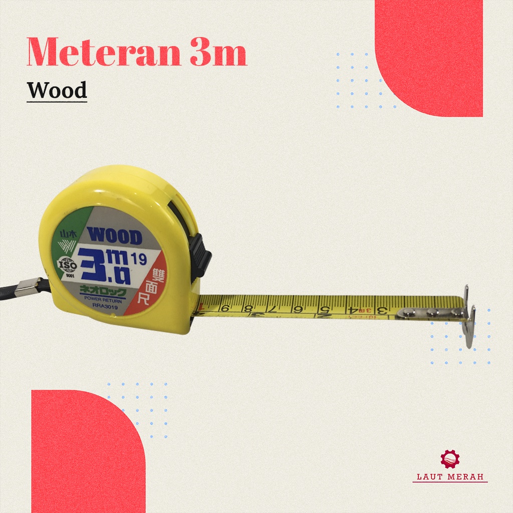 Jual METERAN WOOD ORIGINAL 3 METER 2 SISI - 2 SIDE MEASURING TAPE 3 ...