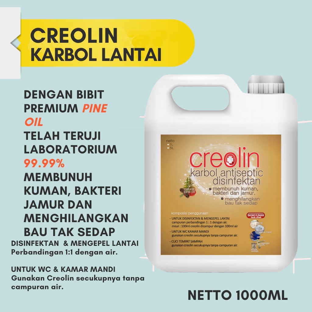 DISINFEKTAN KARBOL ANTISEPTIK CREOLIN 1 LITER | Shopee Indonesia