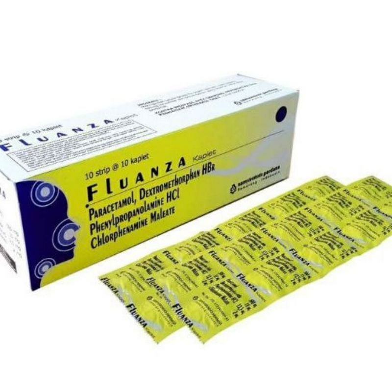 Jual Fluanza / 100 kaplet Obat panas demam flu Dan batuk pilek tablet ...