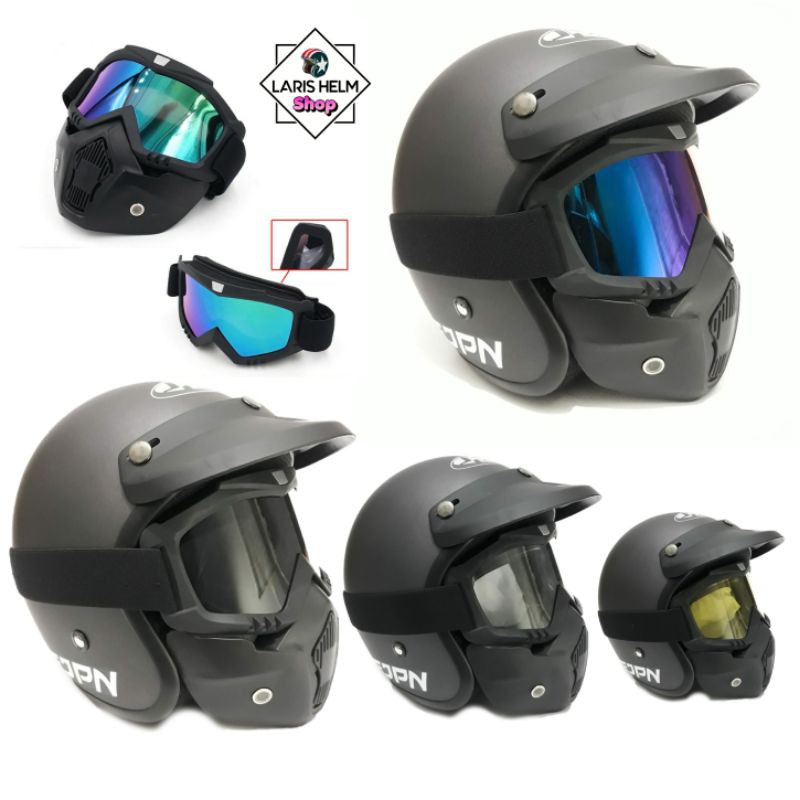 Jual Helm Retro JPN Kaca Google Mask GUNMET DOFF | Shopee Indonesia