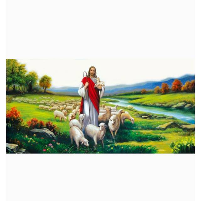 Jual DIY Diamond painting full drill Jesus and lamb Yesus gembala domba ...
