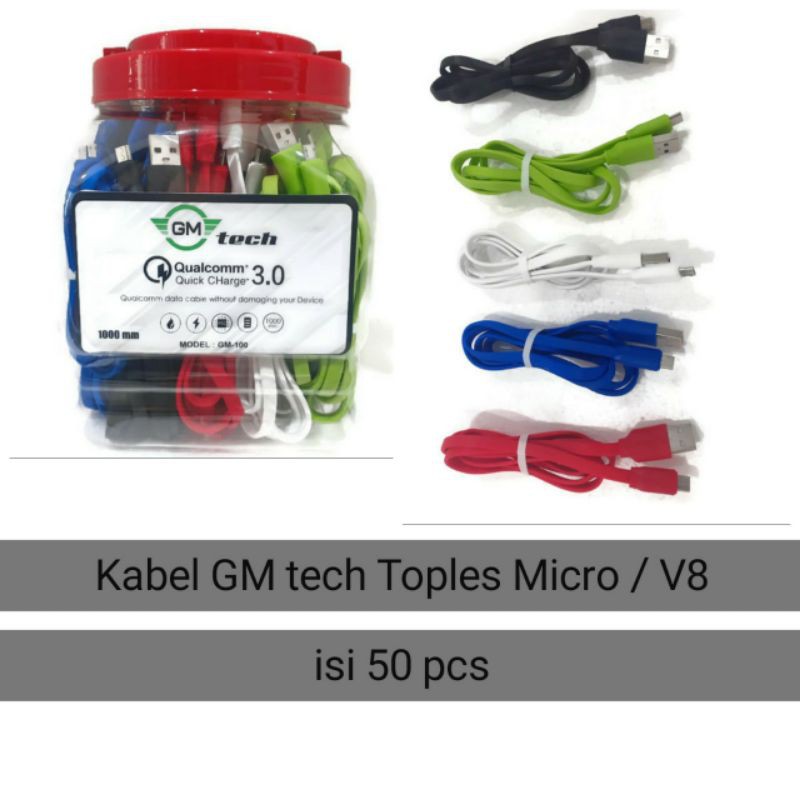 Jual Kabel Toples GM-100 Micro Usb Fast Charging isi 50 pcs | Shopee ...