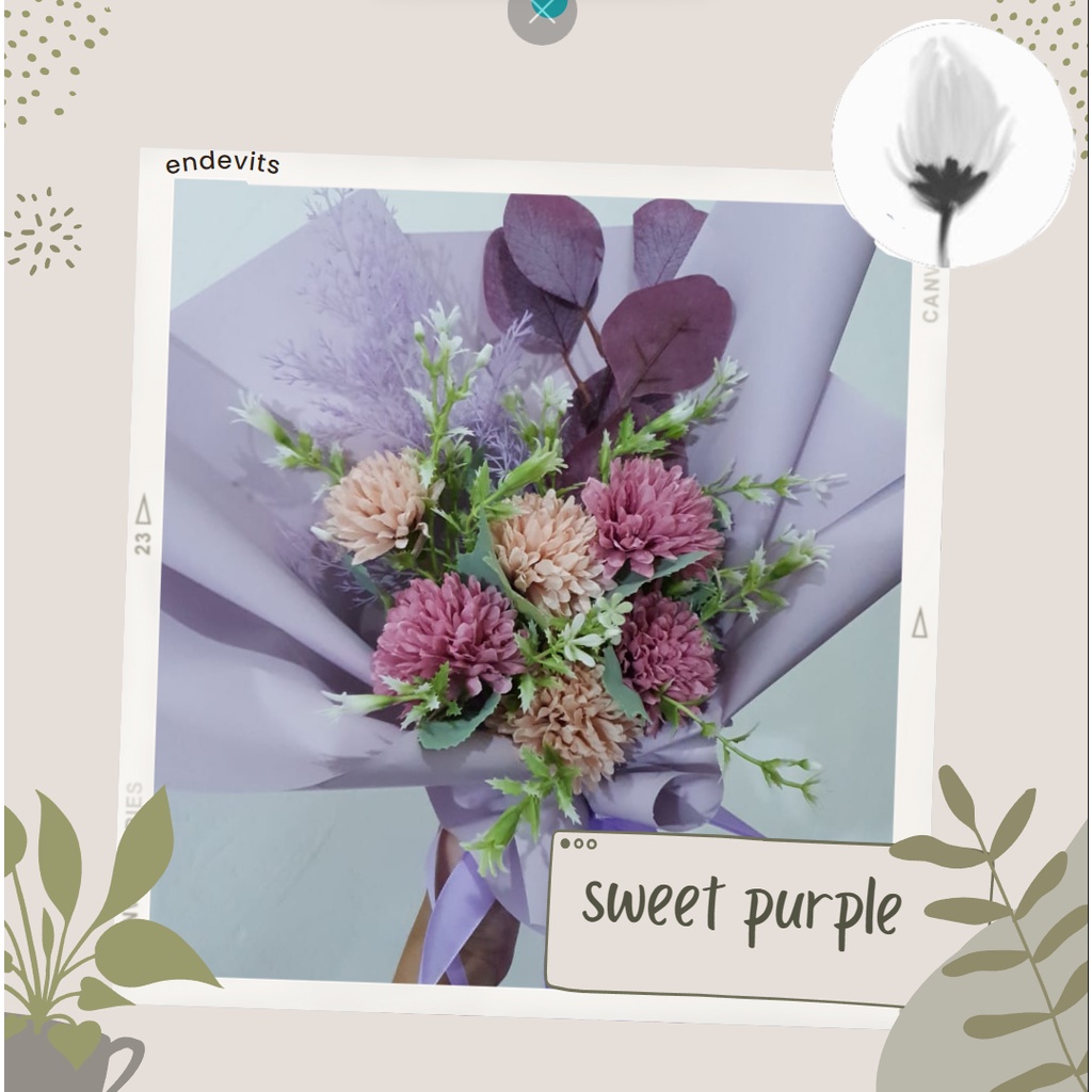 Jual hand bouquet | buket bunga | bunga wisuda | sweet purple | Shopee ...