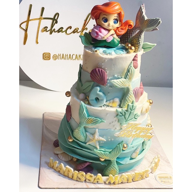 Jual custom cake tema mermaid/mermaid cake/kue ulang tahun anak tema ...