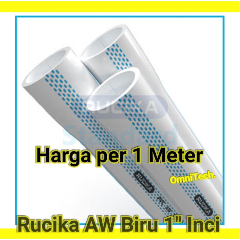 Jual Pipa Air Paralon PVC AW Biru Rucika 1" Inci Potongan 1 Meter ...