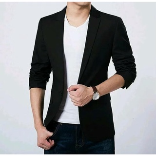 Jual Jas Pria Formal Casual Slim Fit Jas Pengantin Pria Hitam Blazer ...