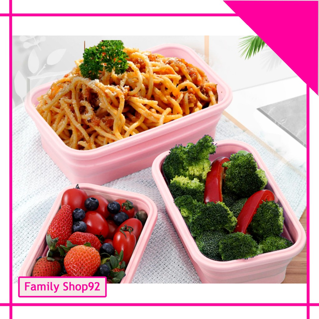 Jual FS KM884 Kotak Makan Lipat Kotak Bekal Silicone Kotak Makan Set 3Pcs Lunch Box Anti Tumpah ...