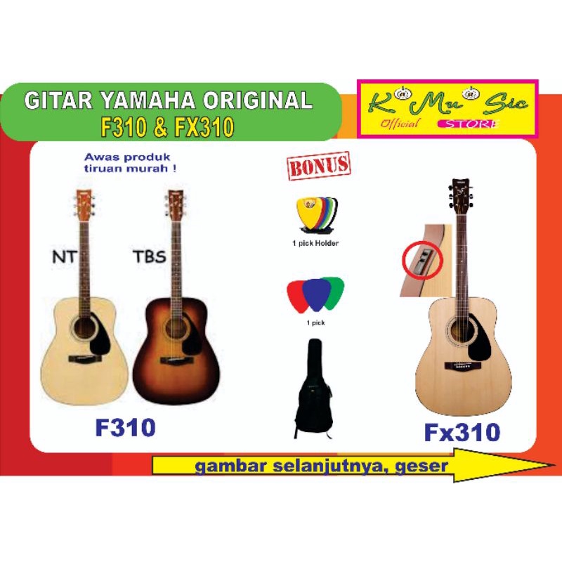 Jual Gitar Yamaha Original F310 FX310 F-310 FX-310 free tas pick holder ...