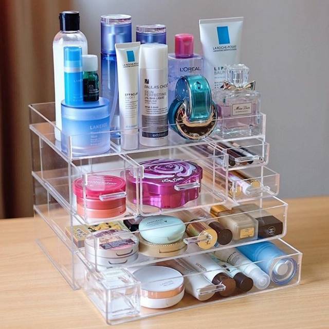 Jual acrylic makeup organizer/ tempat kosmetik akrilik/acrylic display ...
