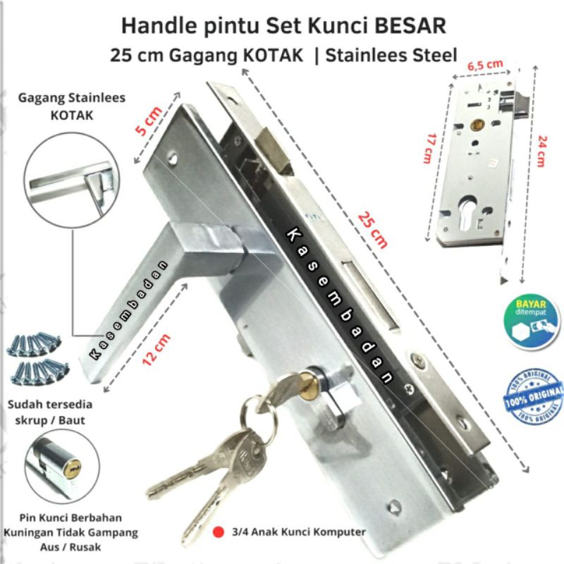 Jual Kunci pintu rumah stainless Besar 25cm bodi kunci gagang pintu ...