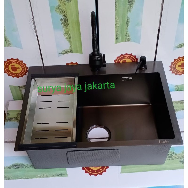 Jual Paket kitchen sink kotak minimalis stainless hitam INOBE 6045 ...