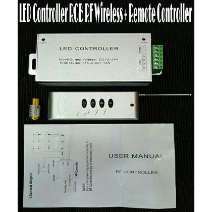 Jual LED Controller RGB RF Wireless + Remote Controller 12-24V 12A ...