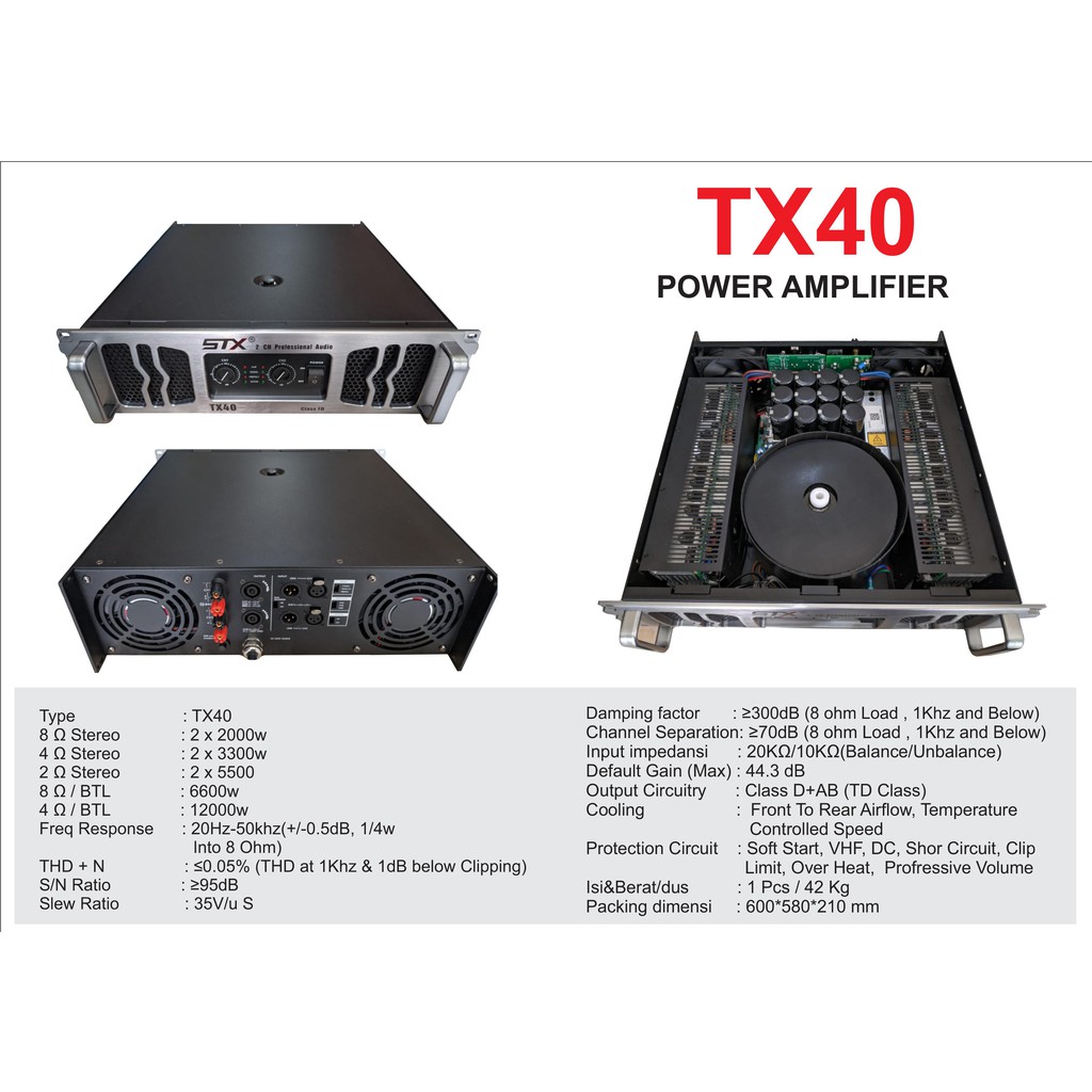 Jual Power Profesional Amplifier Merk STX Type TX40 | Shopee Indonesia