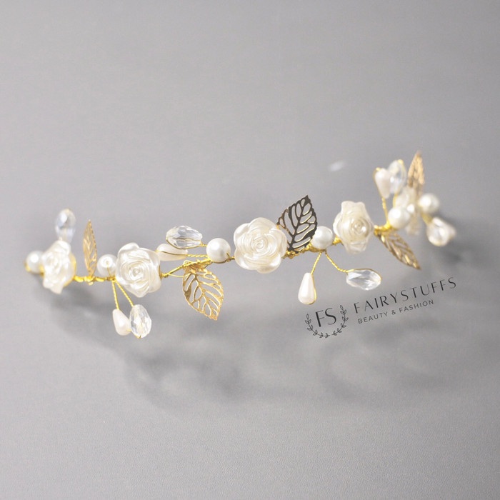 Jual Hairpiece Headpiece Aksesoris Hiasan Rambut Pesta Bunga Daun ...