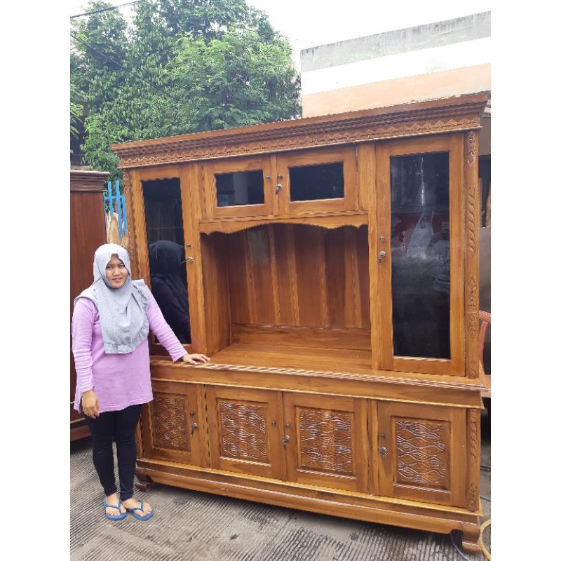 Jual Bufet TV / bupet tv / meja tv kayu jati { Dewi Meubel Jati } | Shopee Indonesia