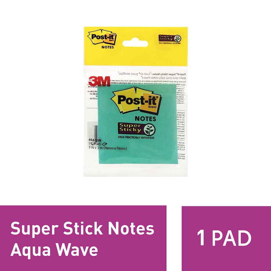 Jual 3M Post-it Super Sticky Notes 654-SSN Aqua Wave 3x3inch | Shopee ...