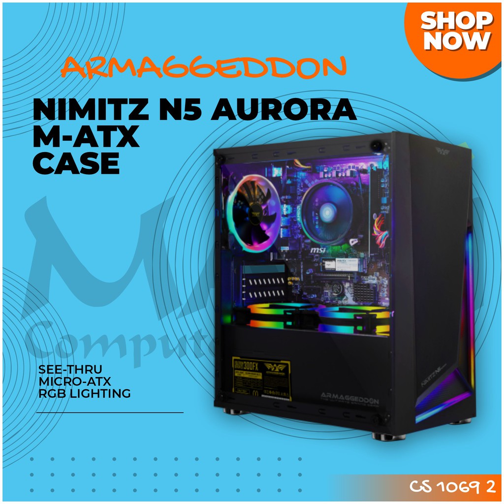 Jual Armaggeddon Nimitz N5 Aurora RGB See-Thru Side Panel M-ATX Gaming ...