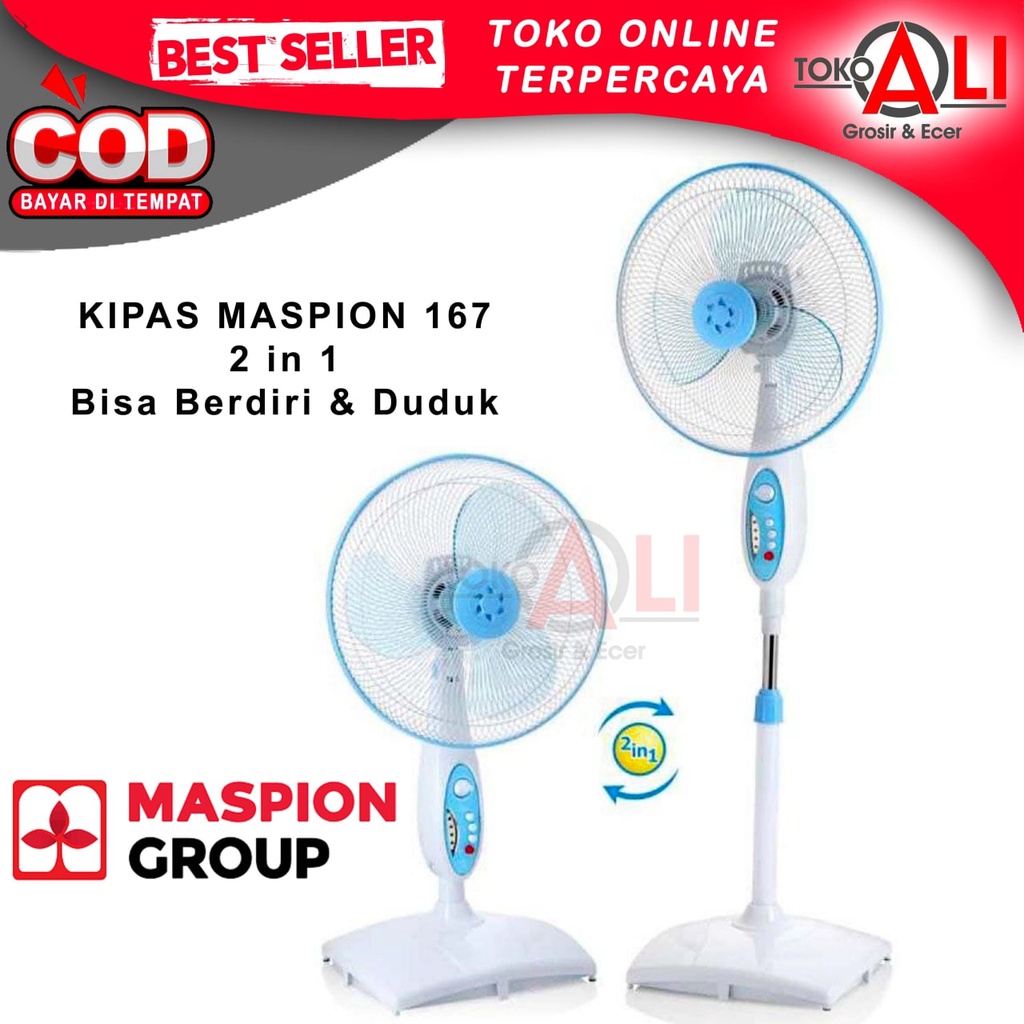 Jual kipas angin berdiri MASPION EX-167 2in1 / standfan MASPION ...