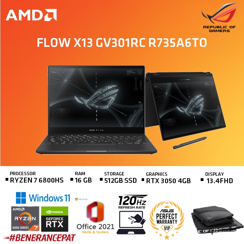 Jual ASUS ROG FLOW X13 GV301RC R735A6TO 2IN1 TOUCH RYZEN 7 6800HS 16GB ...