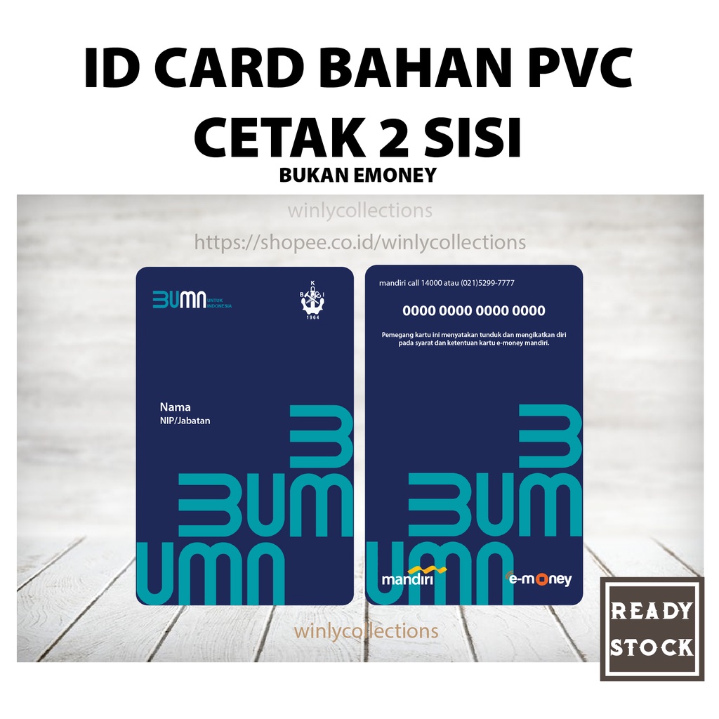 Jual CUSTOM KARTU ID CARD BKI BUMN TERBARU BAHAN PVC - 2 SISI | Shopee ...