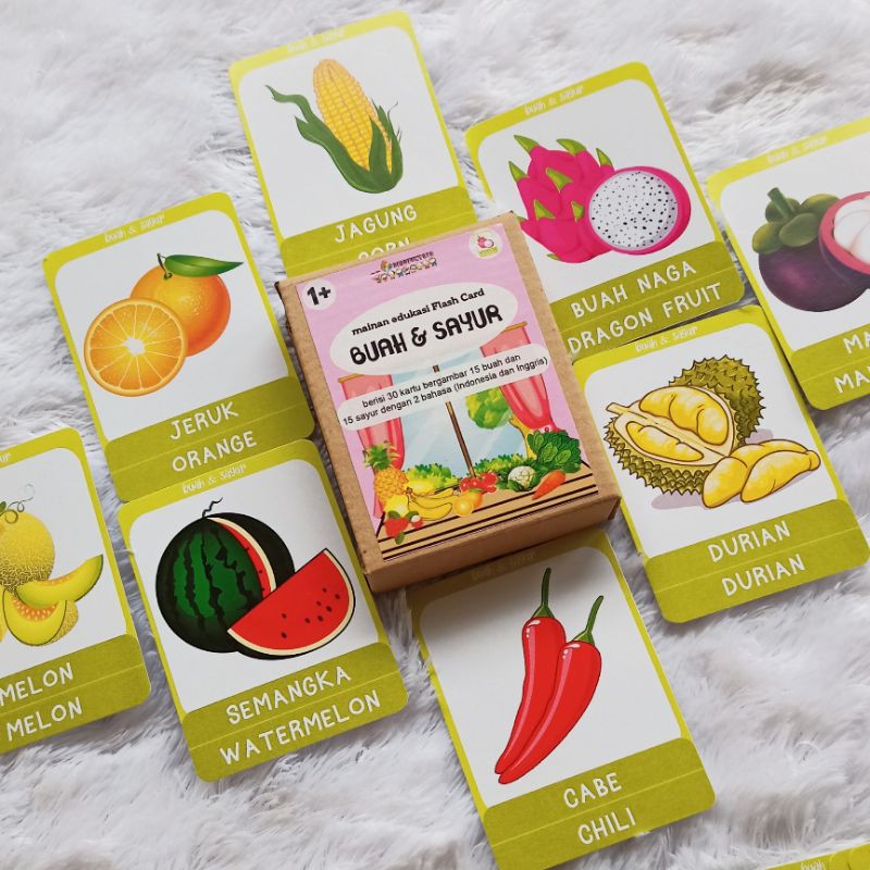 Jual FLASH CARD KARTU PINTAR SERI BUAH DAN SAYUR BY DEDUFUNTOYS ...