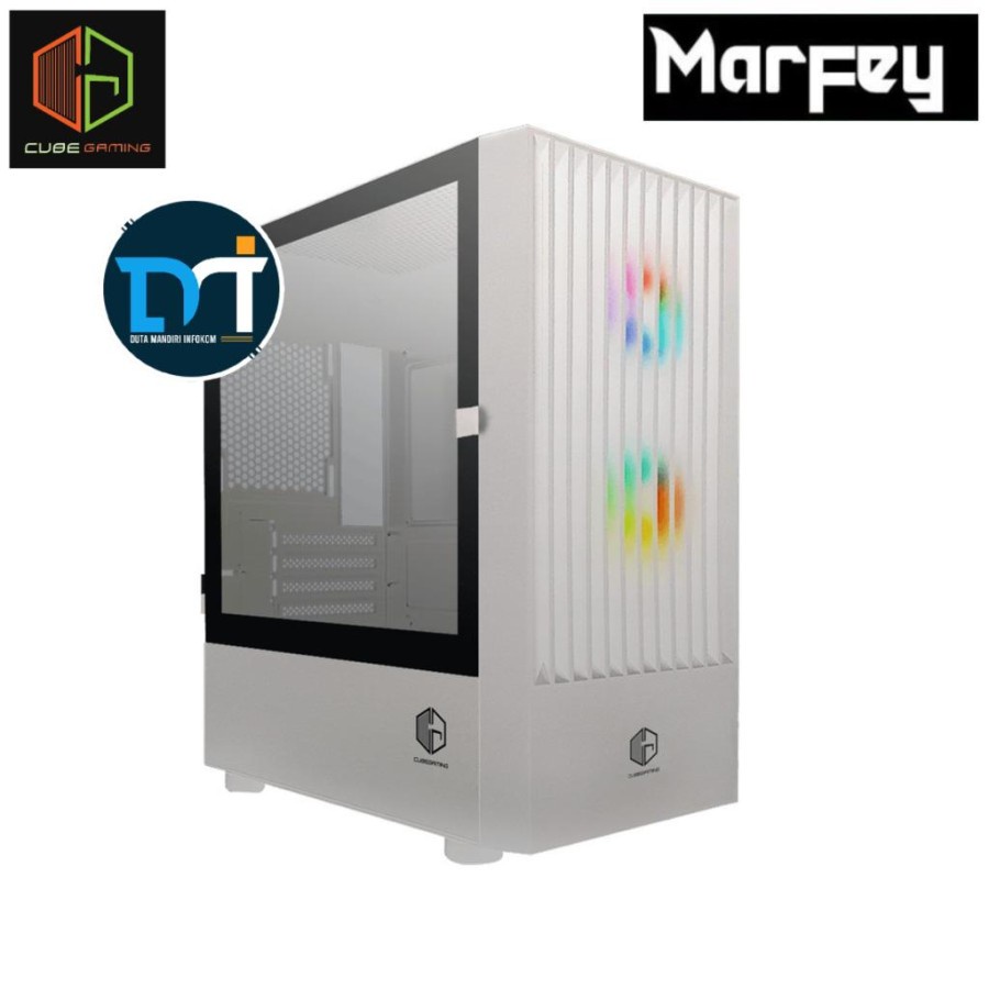 Jual Cube Gaming Marfey - Tempered Glass m-ATX Gaming Case - White ...