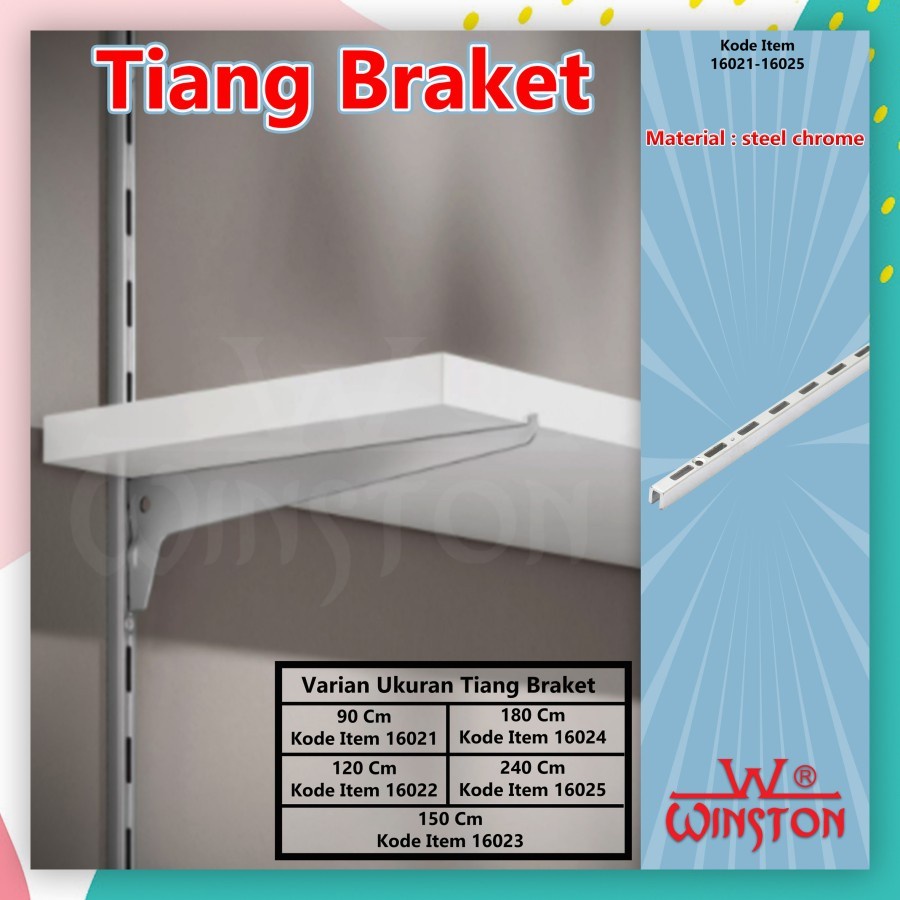 Jual Tiang Braket / Bracket Kaca / Papan Dinding Wall Bracket DS 240 cm ...