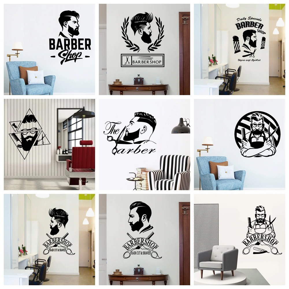 Jual Stiker Dinding Barber Shop Salon Potong Cukur Rambut Wall Cutting ...