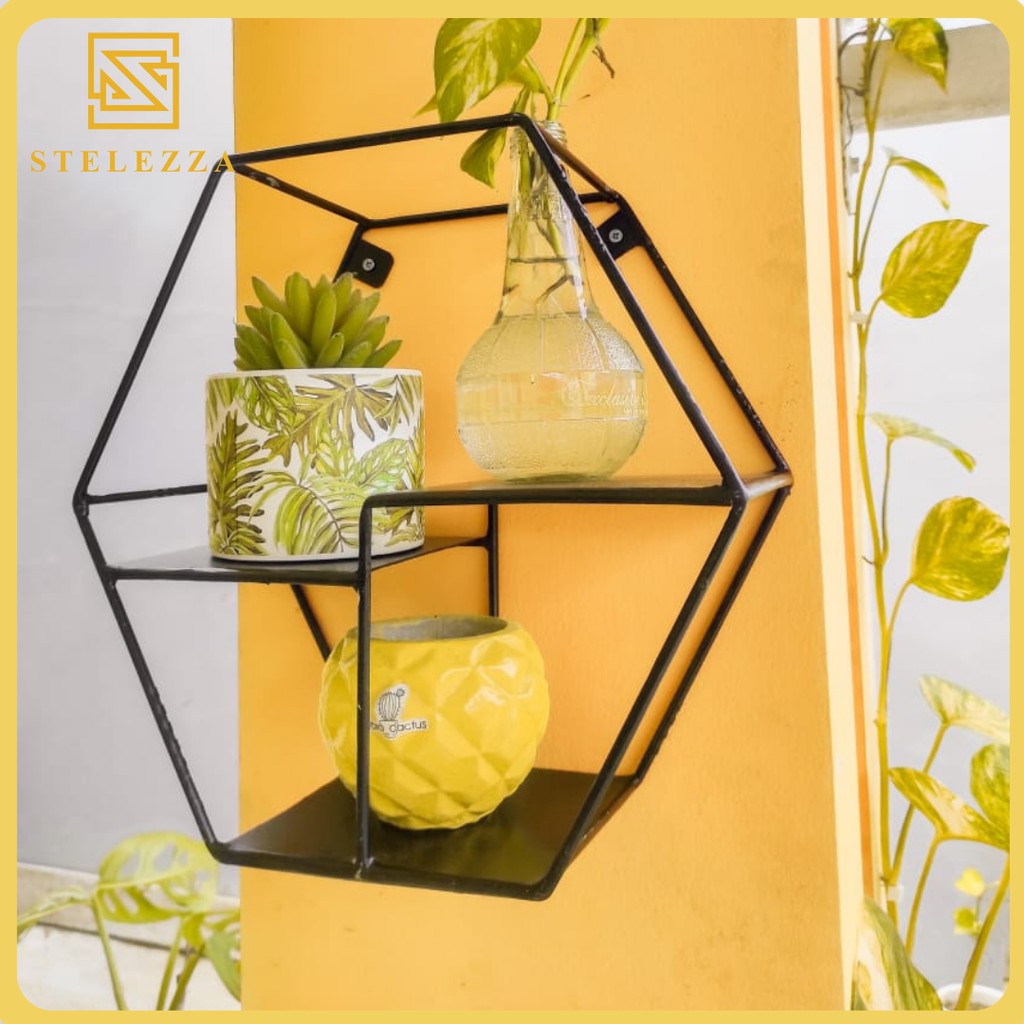 Jual Rak Dinding Besi Minimalis Hexagonal 31x14x31 cm-Rak Besi Segi ...