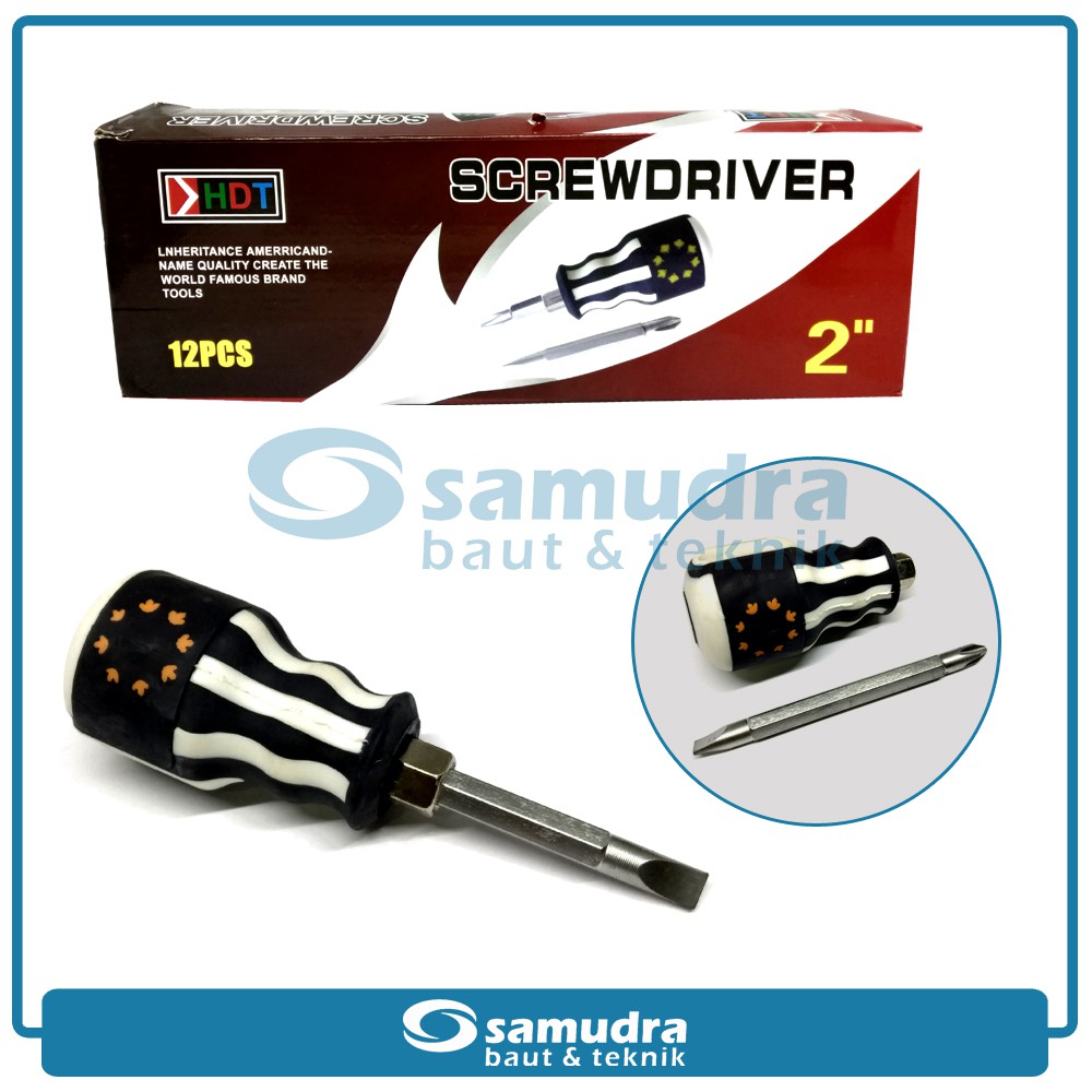 Jual HDT Obeng Stubby 2 Arah Bolak Balik 2 Way Screwdriver Plus Minus ...