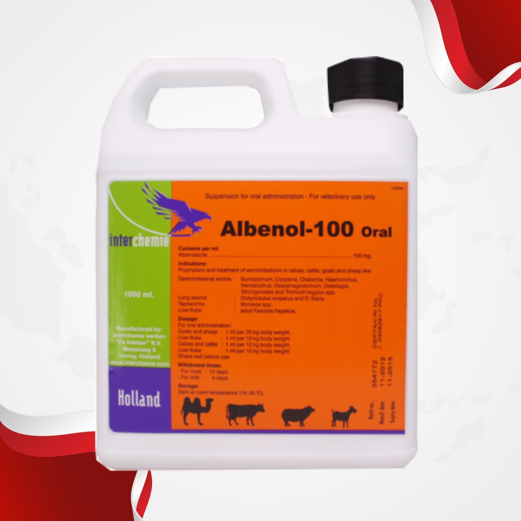 Jual Albenol 100 Oral - Obat Cacing Sapi Kerbau Kambing Domba 1 Liter ...