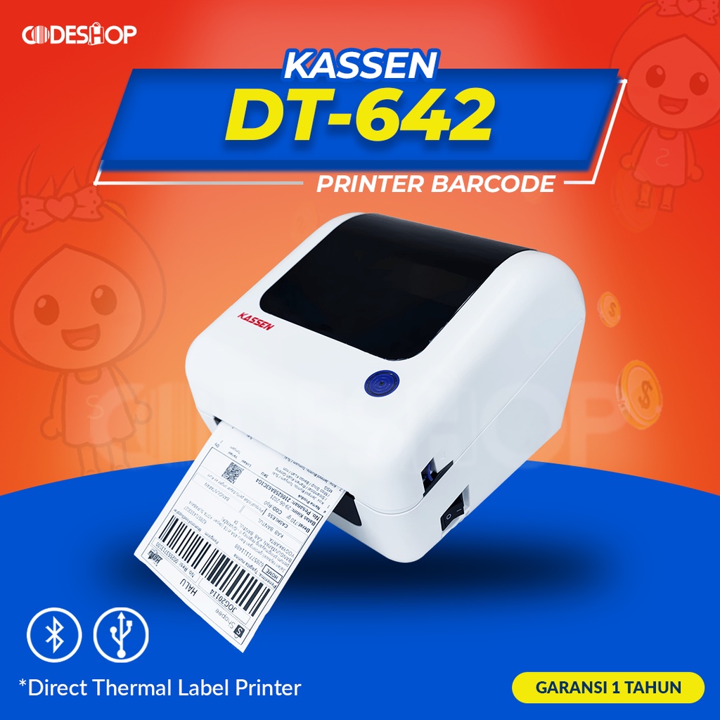 Jual Printer Barcode Kassen DT-642 DT642 Cetak Label Thermal USB ...