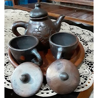 Jual Set Teko Teh Poci Gerabah Tanah Liat 2 Cangkir 1 nampan murah ...