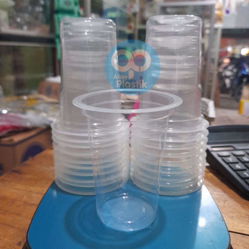 Jual gelas plastik 220 ml/cup aqua/gelas kopi/ (isi 50 pcs) | Shopee Indonesia
