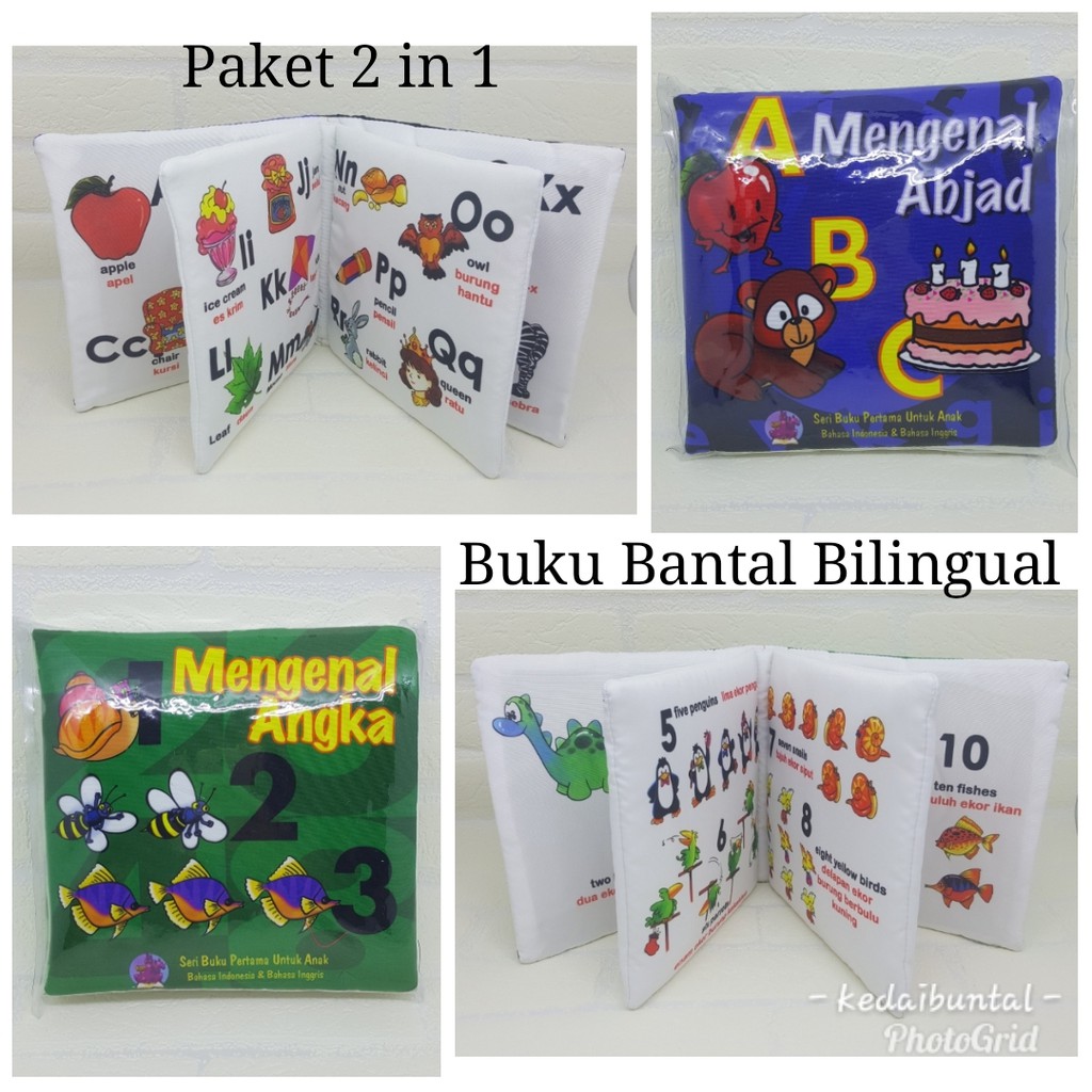 Jual Mengenal Abjad & Angka 2 in 1 Buku Kain Bilingual Soft Book Buku ...