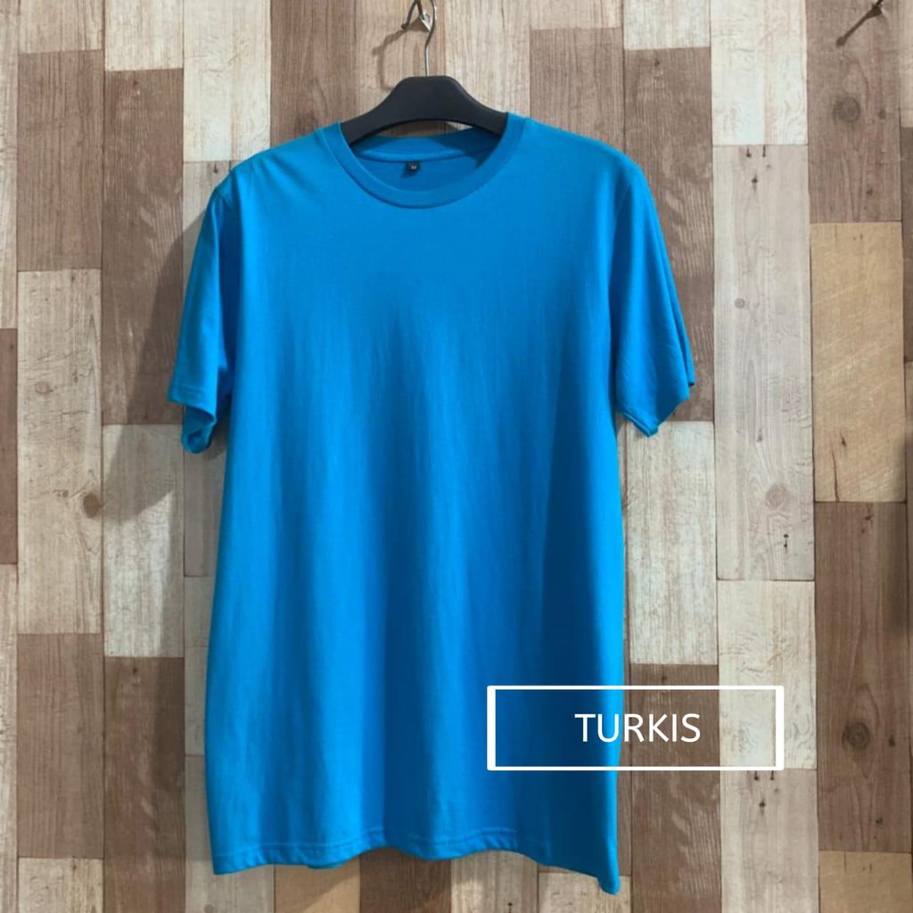 Jual Kaos polos Biru Turkish - Cotton Combed 30s Reaktif | Shopee Indonesia