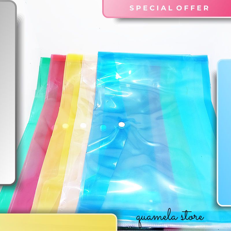 Jual map dokumen file plastik bening kancing f4 a4 a5 | Shopee Indonesia