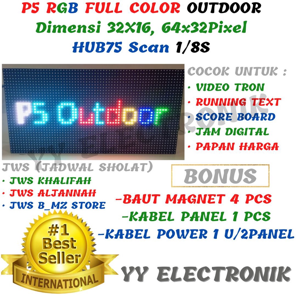 Jual Panel Module Led P5 RGB/Full Color Outdoor SMD Running Text ...