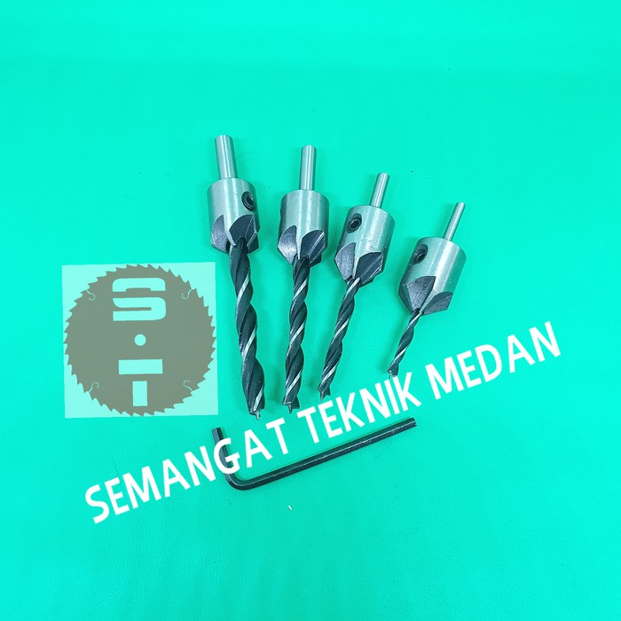 Jual 4pcs MATA BOR COUNTERSINK DRILL BIT SET KAYU SEKRUP SKRUP TANAM 4 ...