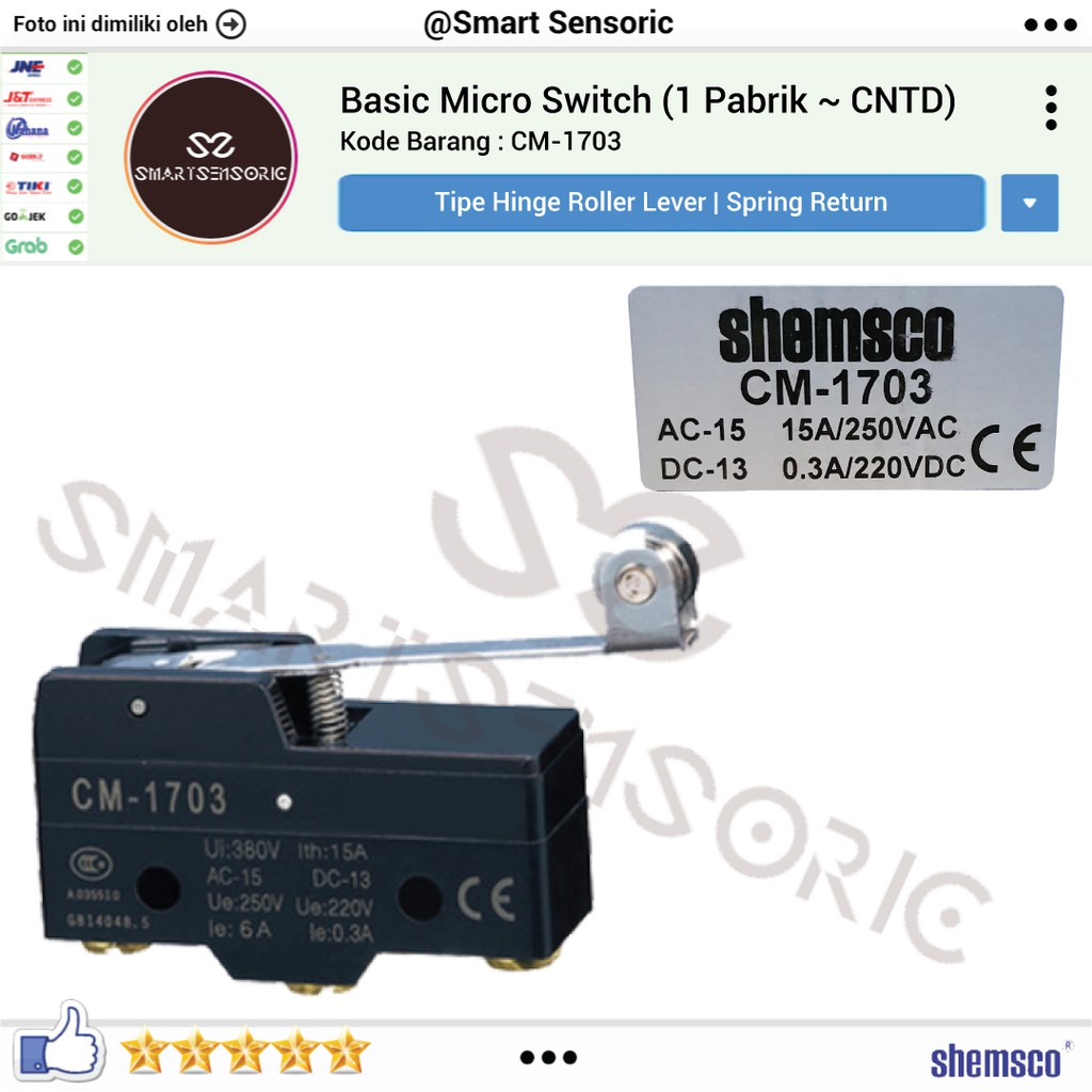Jual Shemsco CM-1703 Limit Switch Micro Switch Setara Z-15GW2-B Omron ...