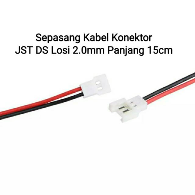 Jual Kabel Konektor JST DS Losi 2.0mm 2-Pin Male Female with wires cable 15cm Indonesia|Shopee ...