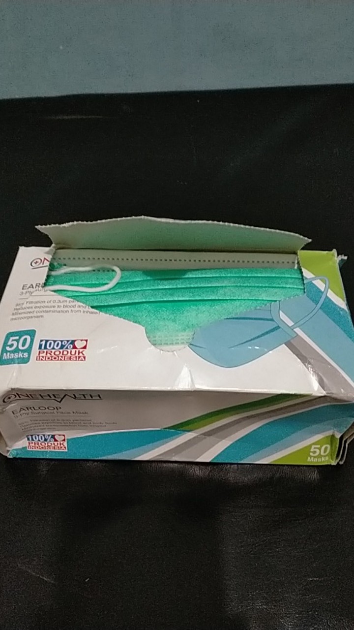 MASKER SURGICAL 3PLY ONE HEALTH 1BOX ISI 50PCS face mask masker medis ...