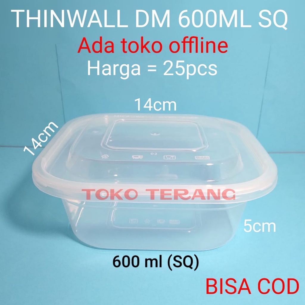 Jual Thinwall food container 600ml kotak SQ/ Cup salad /Cup puding ...