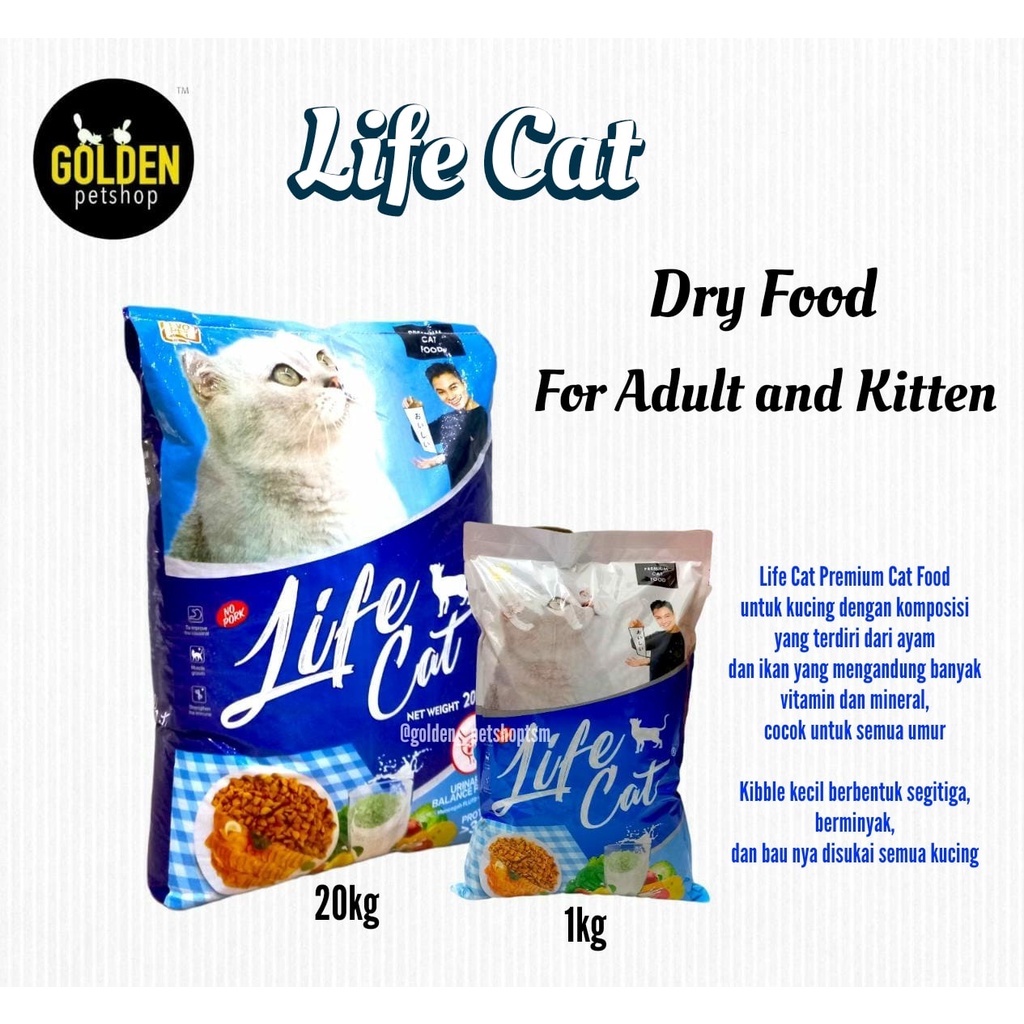 Jual Life Cat Dry Food Repack 1kg/Makanan Kucing Kitten & Adult ...