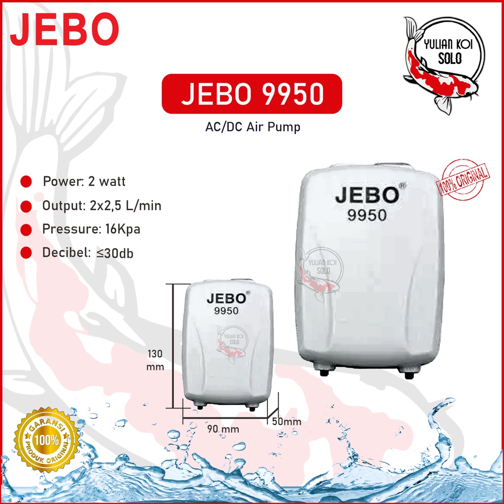 Jual JEBO Aerator AC/DC 9950 2 Lubang/Pompa Udara Oksigen/Air Pump USB ...